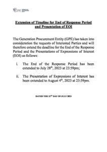 Notice of Extension of Timeline(EOI) – Generation Procurement Entity
